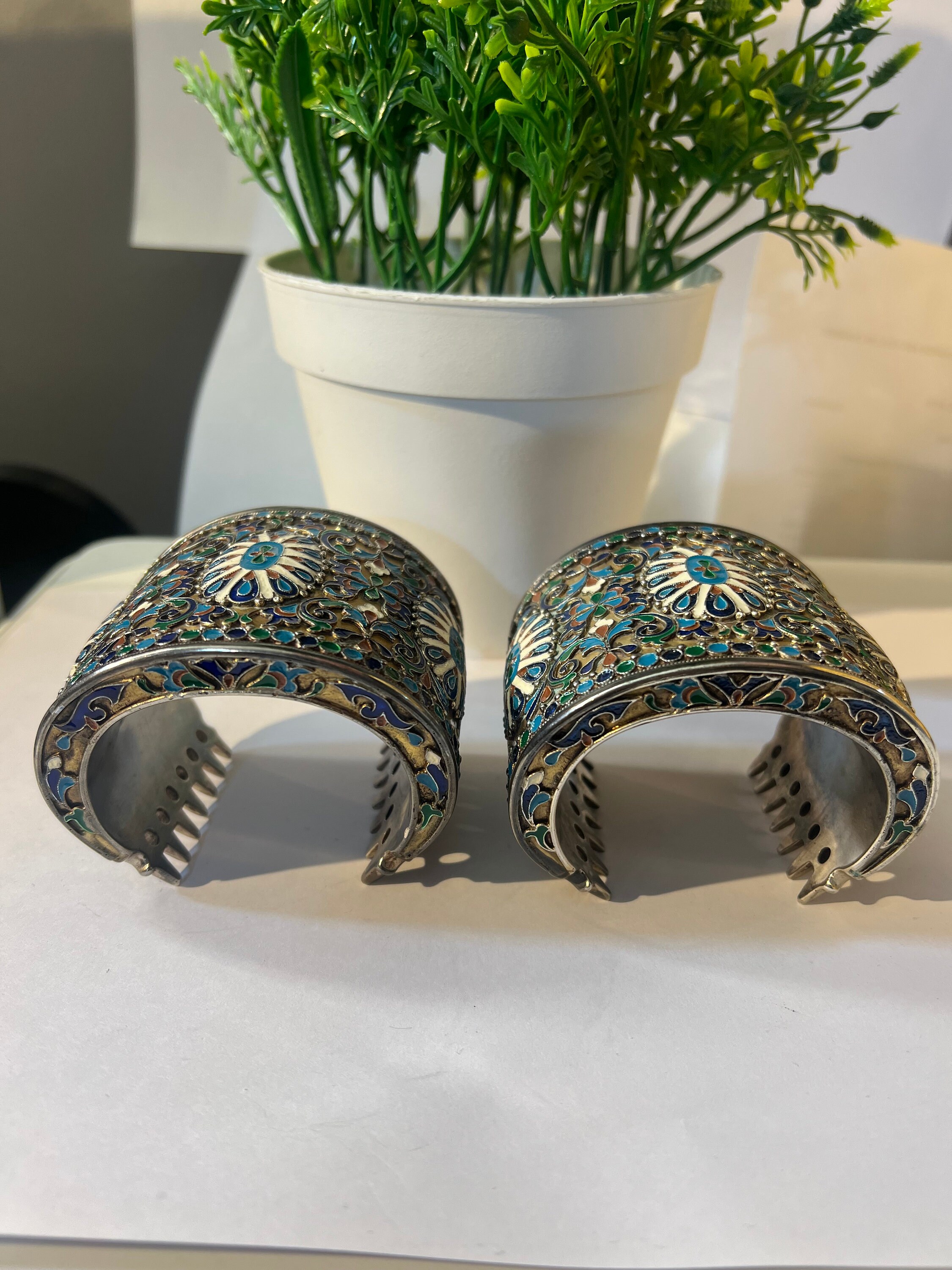 BEAUTIFUL Handmade Old Persian Silver and Enamel Bracelets - Etsy