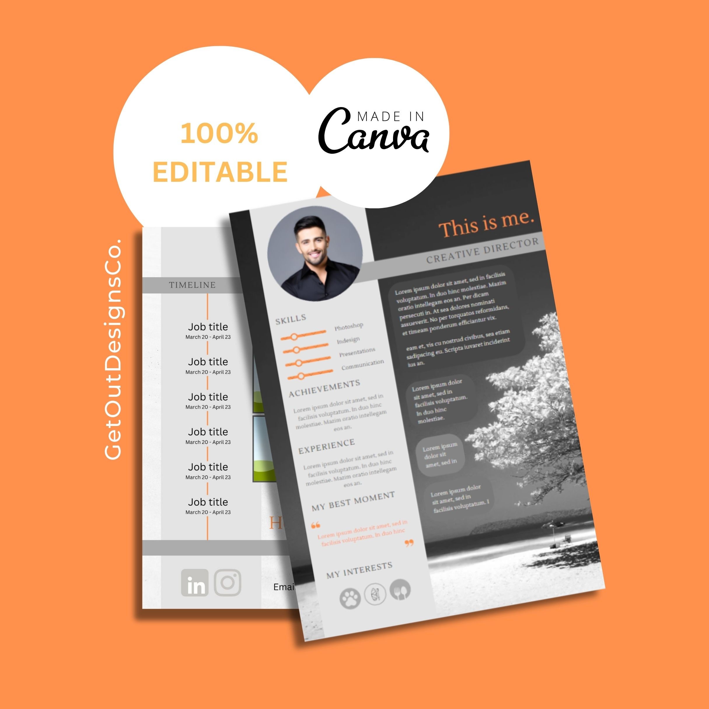 Canva Template - Portfolio Pack - CV, Resume, Cover Letter, Timeline ...