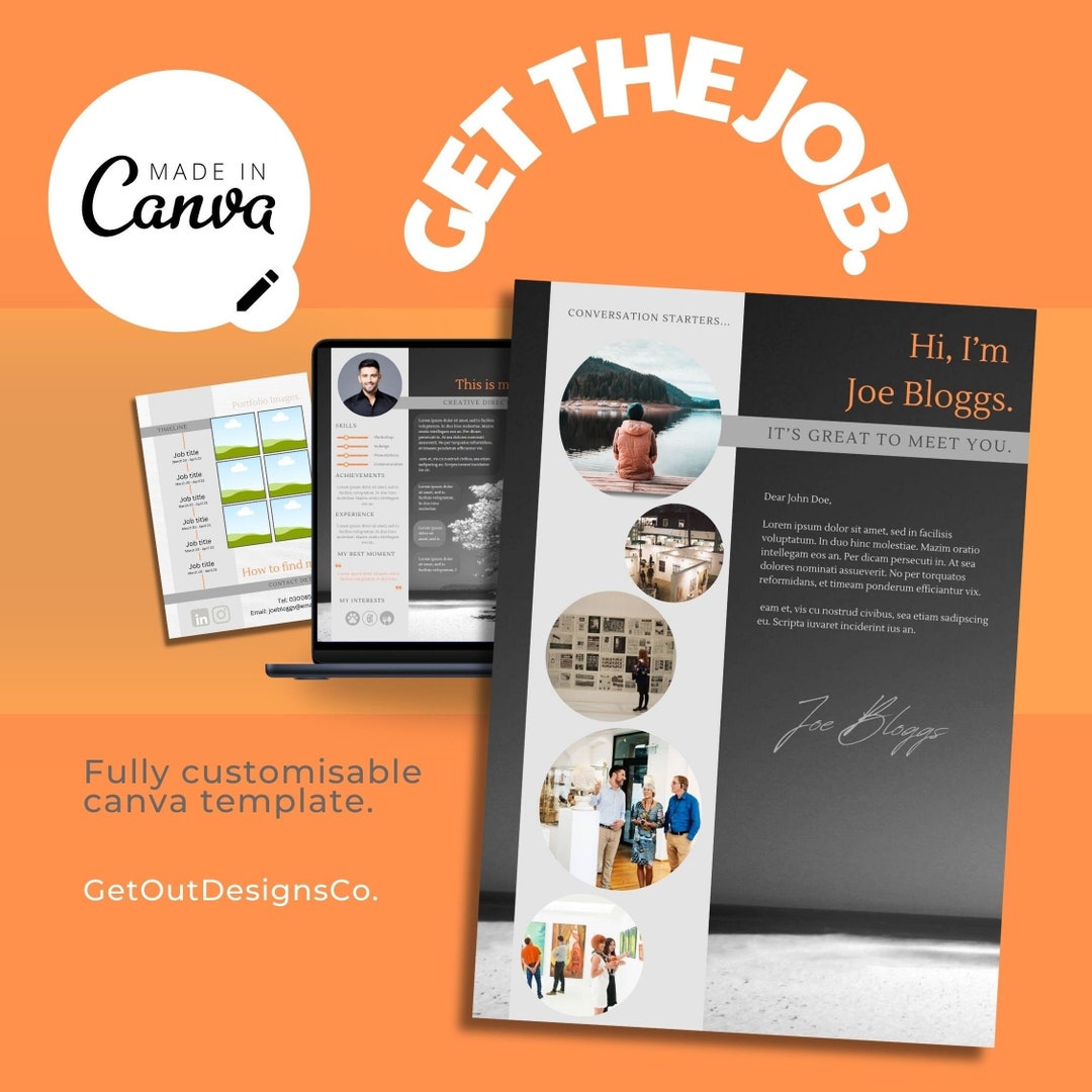 Canva Template Portfolio Pack CV, Resume, Cover Letter, Timeline, Job ...