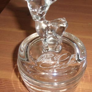 Vintage Jeanette Clear Glass Powder Trinket Dish W/ Fawn Signed NEW ...
