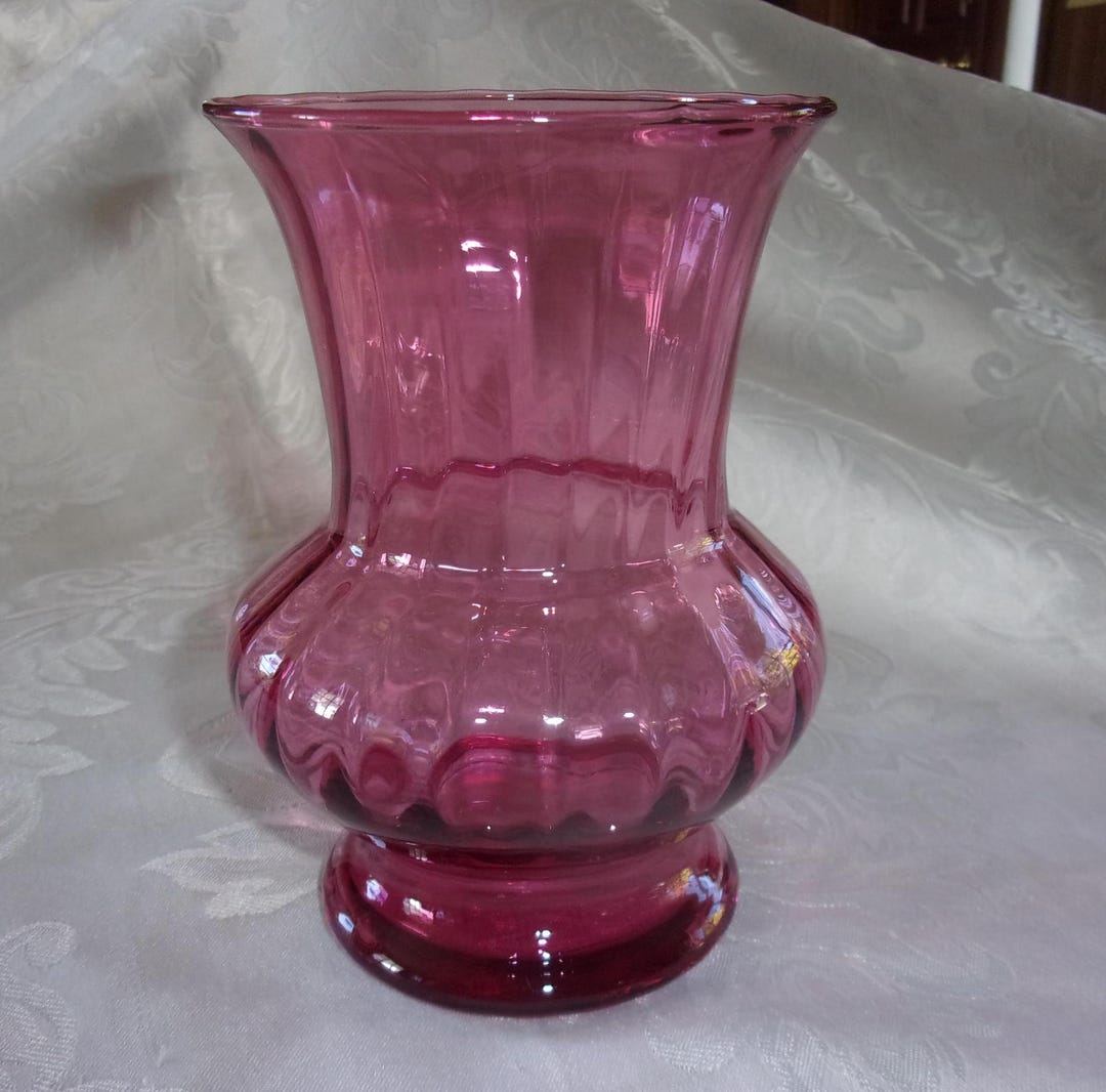 Vintage Pilgrim Glass Cranberry Optic Swirl Pitcher 7 Clear Handle - Etsy