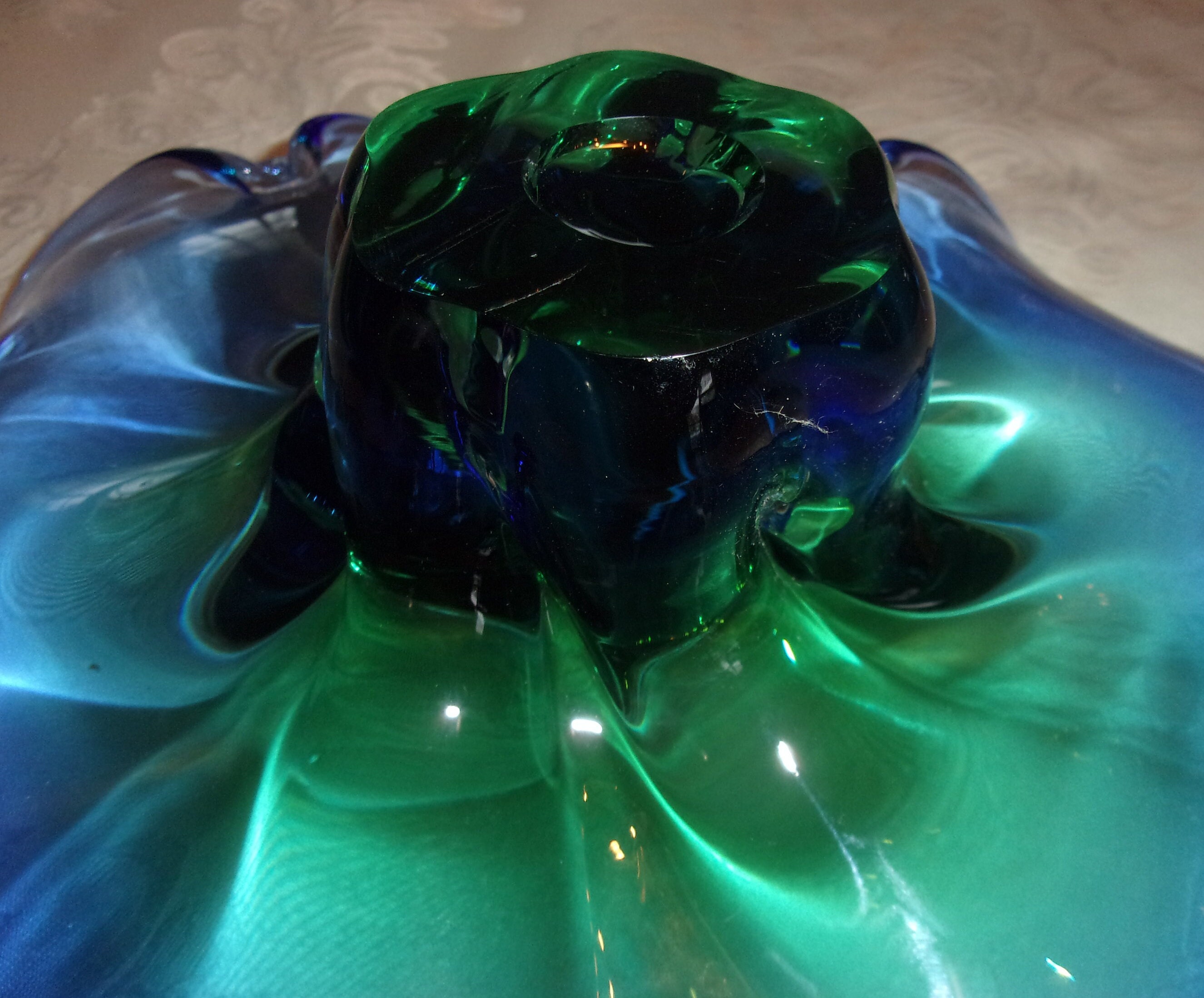 Vintage Eggerman Handblown Gallery Art Glass Footed Centerpiece Dish ...