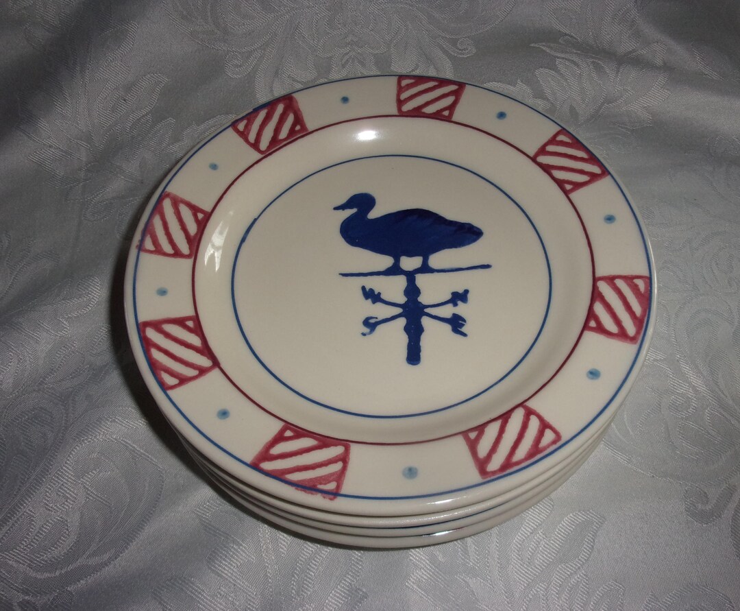 Vintage Hartstone Pottery 7 3/4" Salad Plates "weathervane" Set of 4 ...