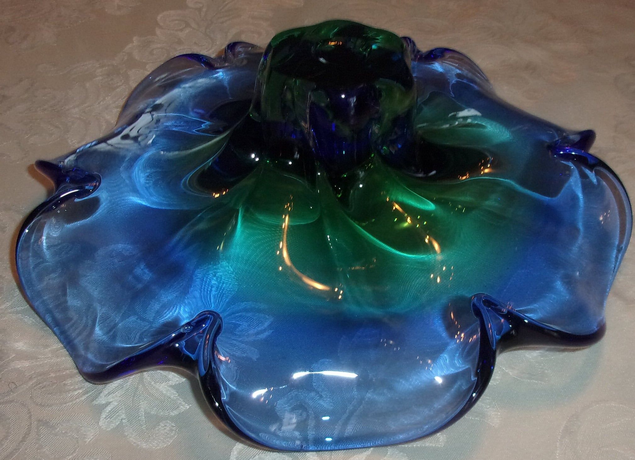 Vintage Eggerman Handblown Gallery Art Glass Footed Centerpiece Dish ...