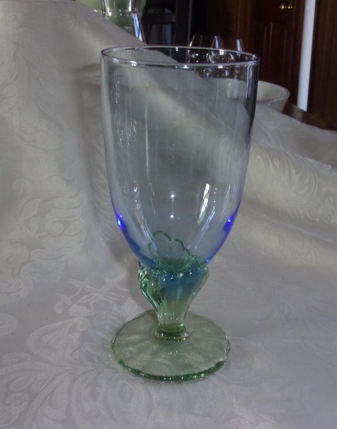Bormioli Rocco Bahia Footed Goblet Blue With Green Stem Water Ice Tea 7 ...