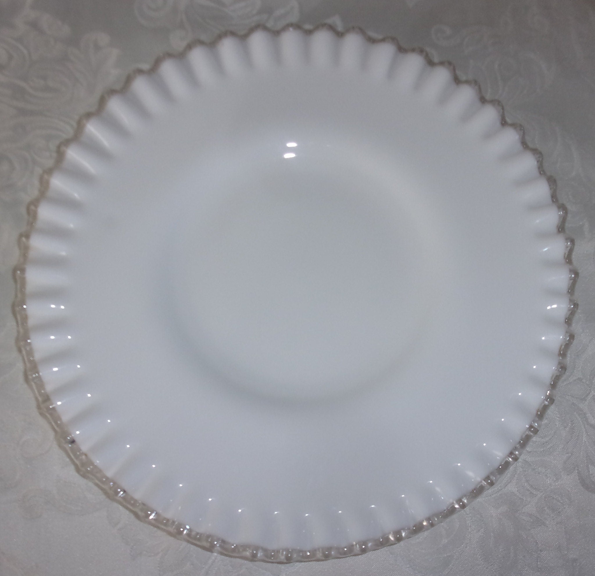 Vintage Early Fenton Silver Crest Ruffle 12.5 Plate Serving Dish ...