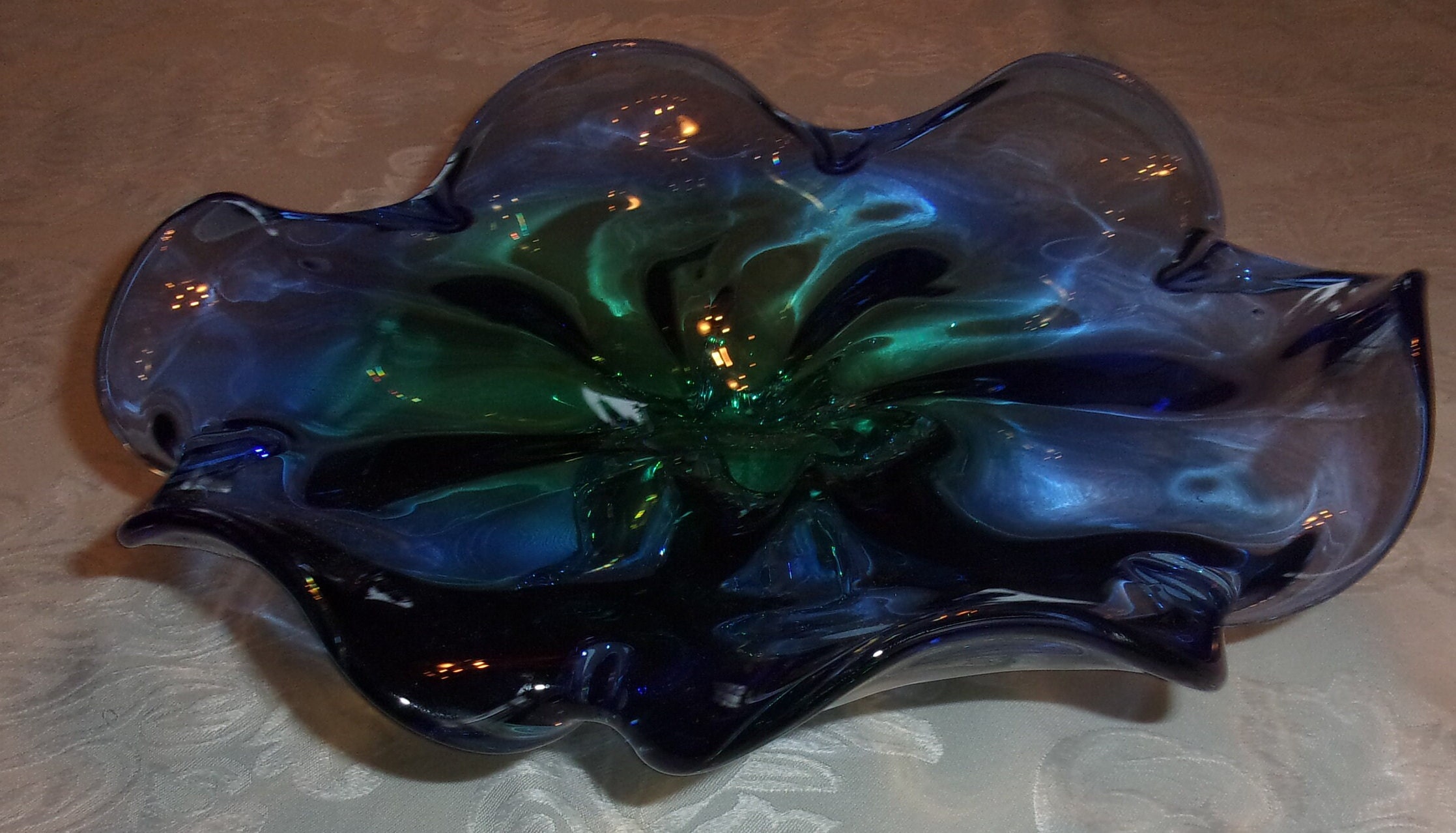 Vintage Eggerman Handblown Gallery Art Glass Footed Centerpiece Dish ...