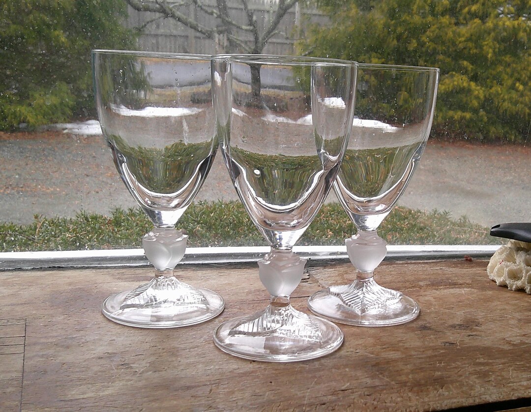 Cristal D'arques Durand Lucia Clear Rose Stem 6” Wine Goblets Glasses ...