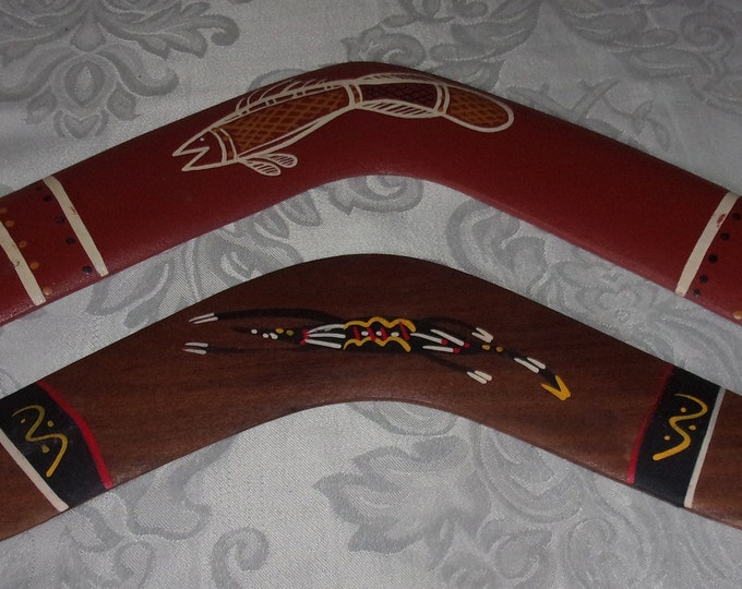 Vintage Australian Aboriginal Art Boomerangs Lot of 2 Wood Wooden - Etsy