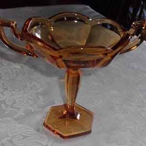 Vintage Westmoreland Honey Amber Glass Trophy Style Compote Candy Dish ...