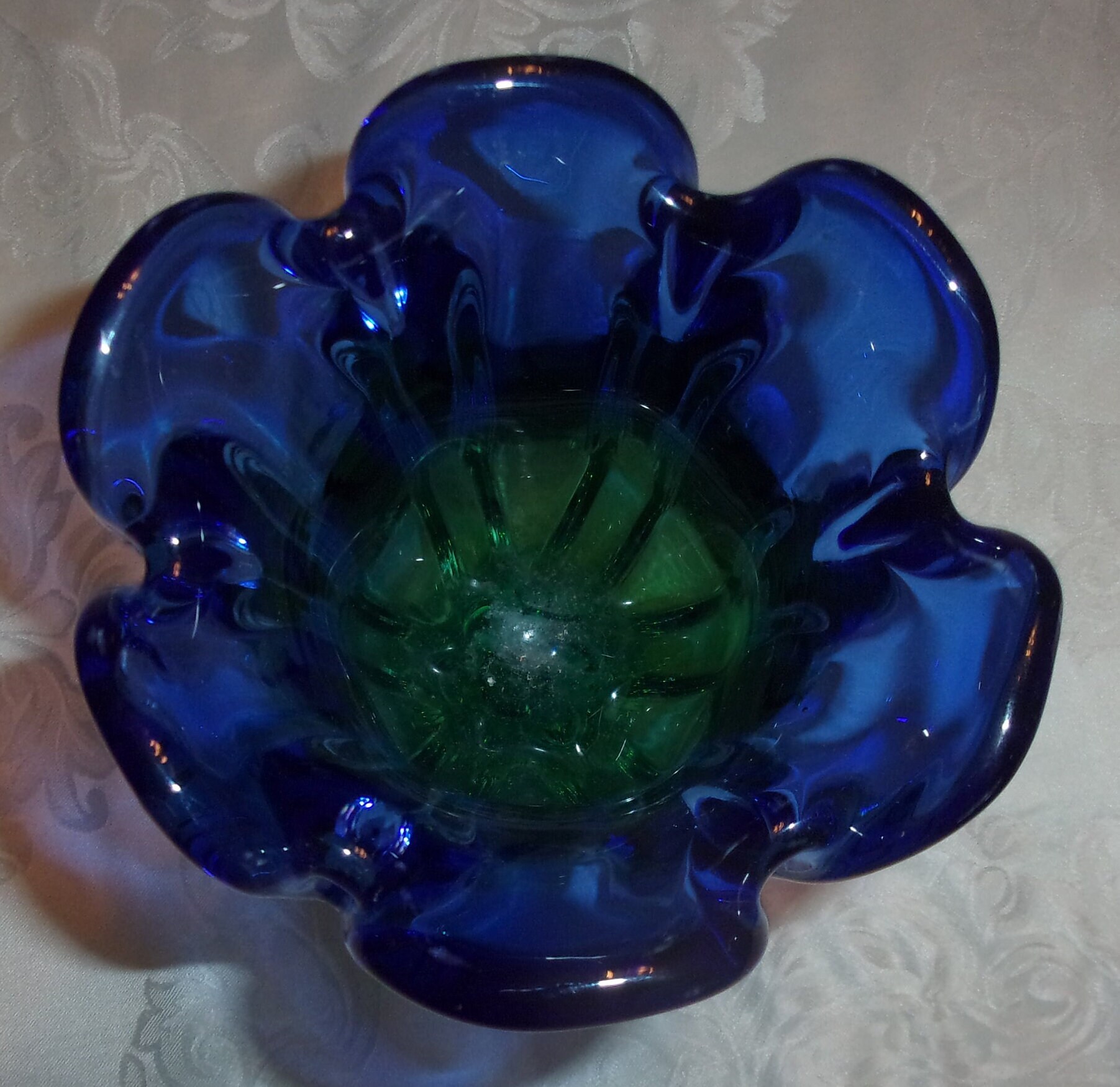 Vintage Eggerman Handblown Gallery Art Vase Tulip Shape Blue Green 9.5 ...