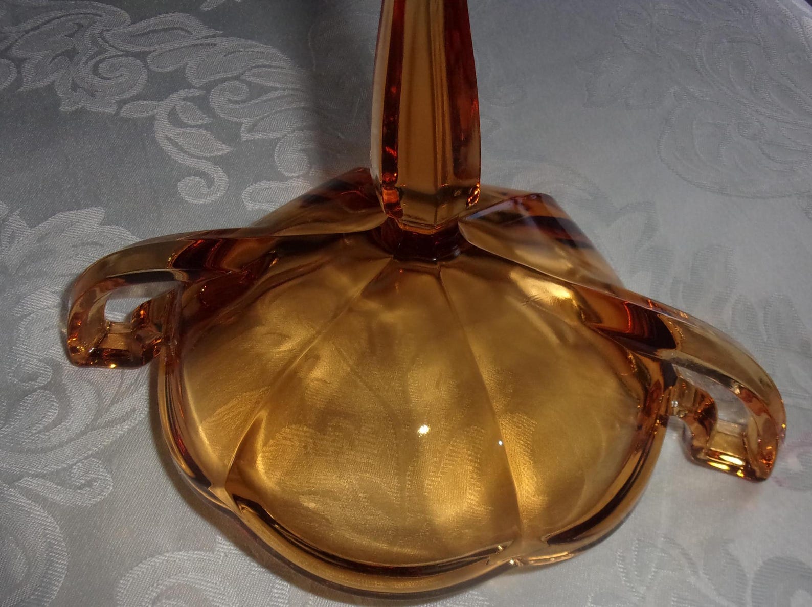 Vintage Westmoreland Honey Amber Glass Trophy Style Compote Candy Dish ...