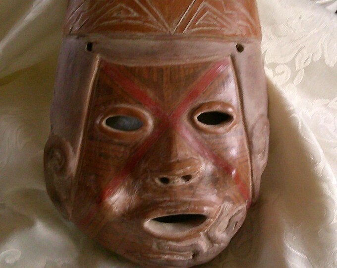 Clay Aztec Mayan Face Mask Wall Hanging 9" X 7" Mexican - Etsy