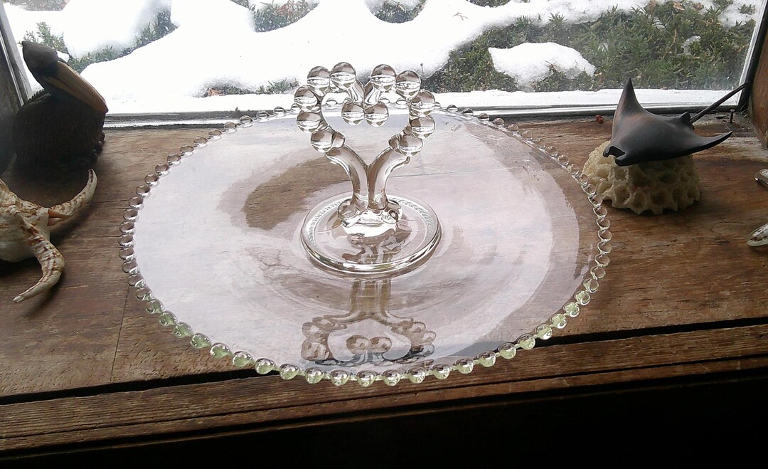 Imperial Clear Glass Candlewick Heart Handled Serving Plate Tray 12" - Etsy