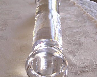 Vintage Clear Glass Rolling Pin 14 Inch Missing Screw Cap Kitchen ...