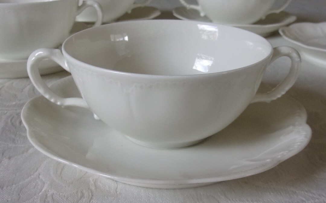 Vintage Pure White Haviland France 2 Handle Tea Cup & Saucer Consomme ...