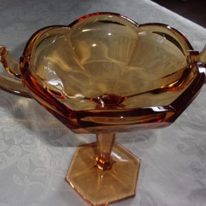 Vintage Westmoreland Honey Amber Glass Trophy Style Compote Candy Dish ...