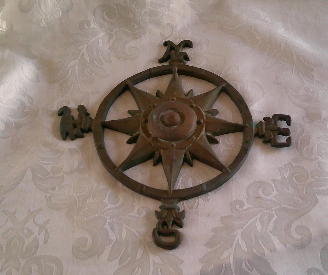 Vintage Nautical Solid Brass Compass Rose Wall Hanging 11 1/2" X 11 1/2 ...