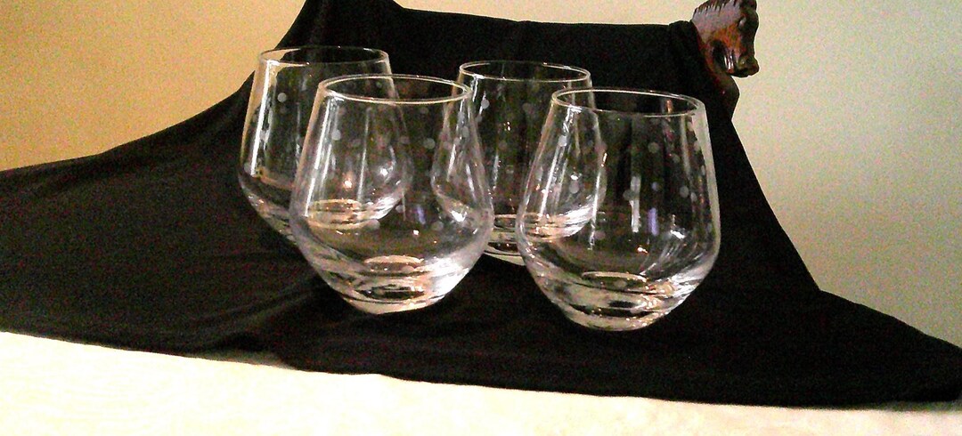 LARABEE Silver Dot Stemless Wine Glasses Kate Spade NY by Lenox 4 1/2 ...