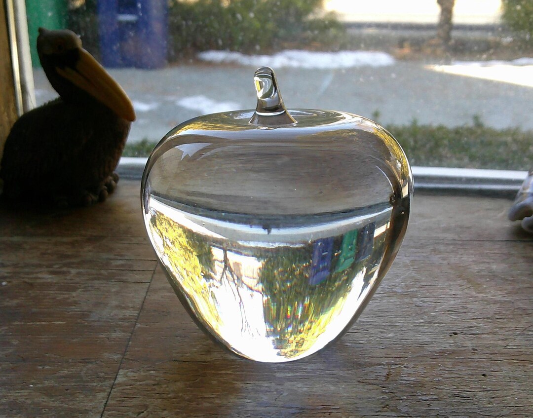 Vintage Clear Crystal Apple Paperweight 2 Pounds - Etsy