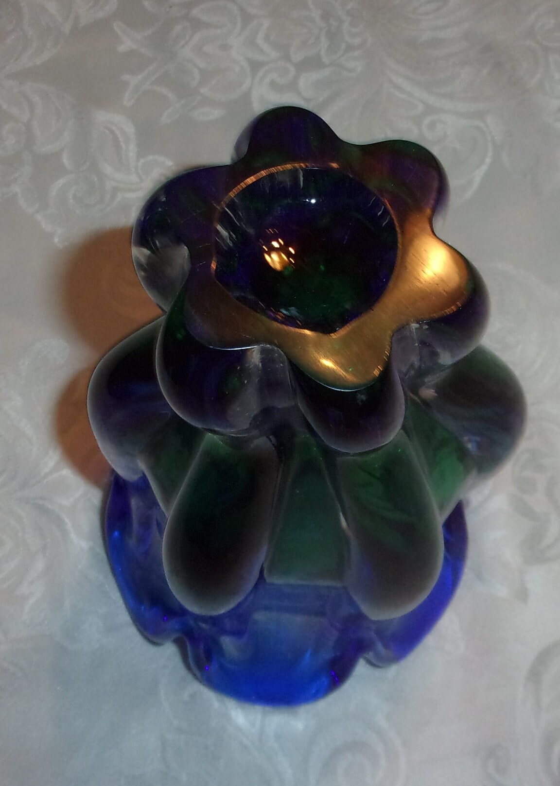 Vintage Eggerman Handblown Gallery Art Vase Tulip Shape Blue Green 9.5 ...