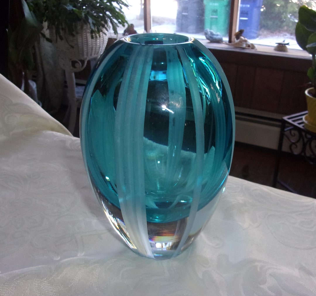 Waterford Evolution 7 1/4" Crystal Vase Aqua Haze Signed - Etsy