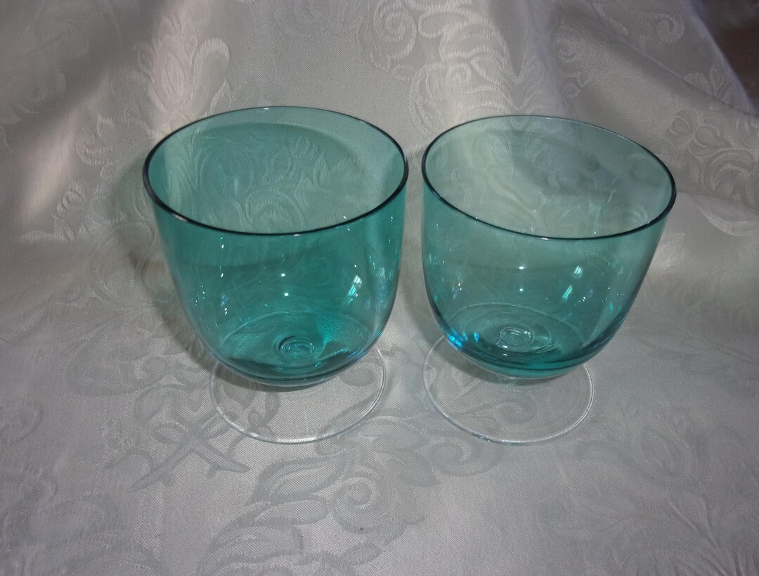 GODINGER Novo Rondo Sea Blue Set of 2 Crystal Footed Lowball Rocks ...