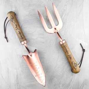 Personalised Luxe Copper Trowel and Fork Set - Gardening Gift, Mother's ...