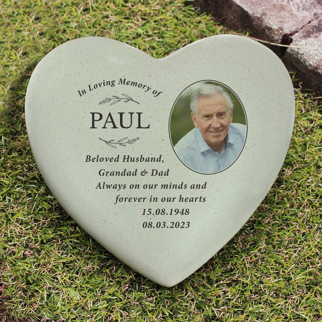 Personalised in Loving Memory Photo Upload Memorial Resin Heart ...