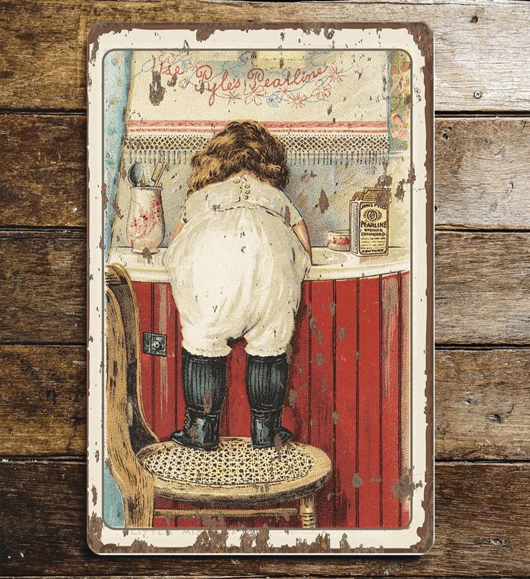 Victorian Vintage Bathroom Child Metal Sign Plaque - Retro Sign, Wall ...