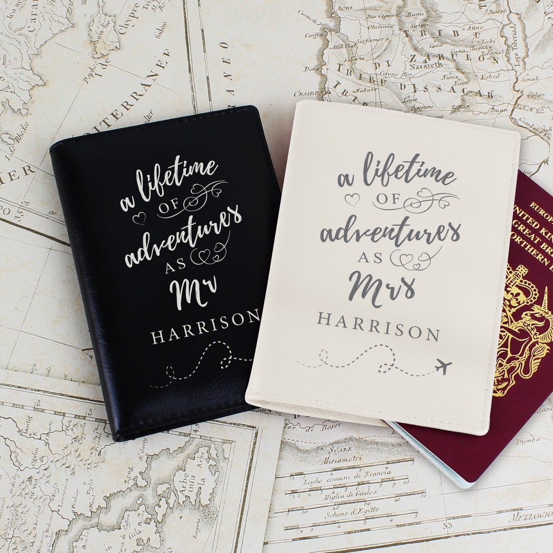 Personalised Lifetime of Adventures Couples Leather Passport Set ...