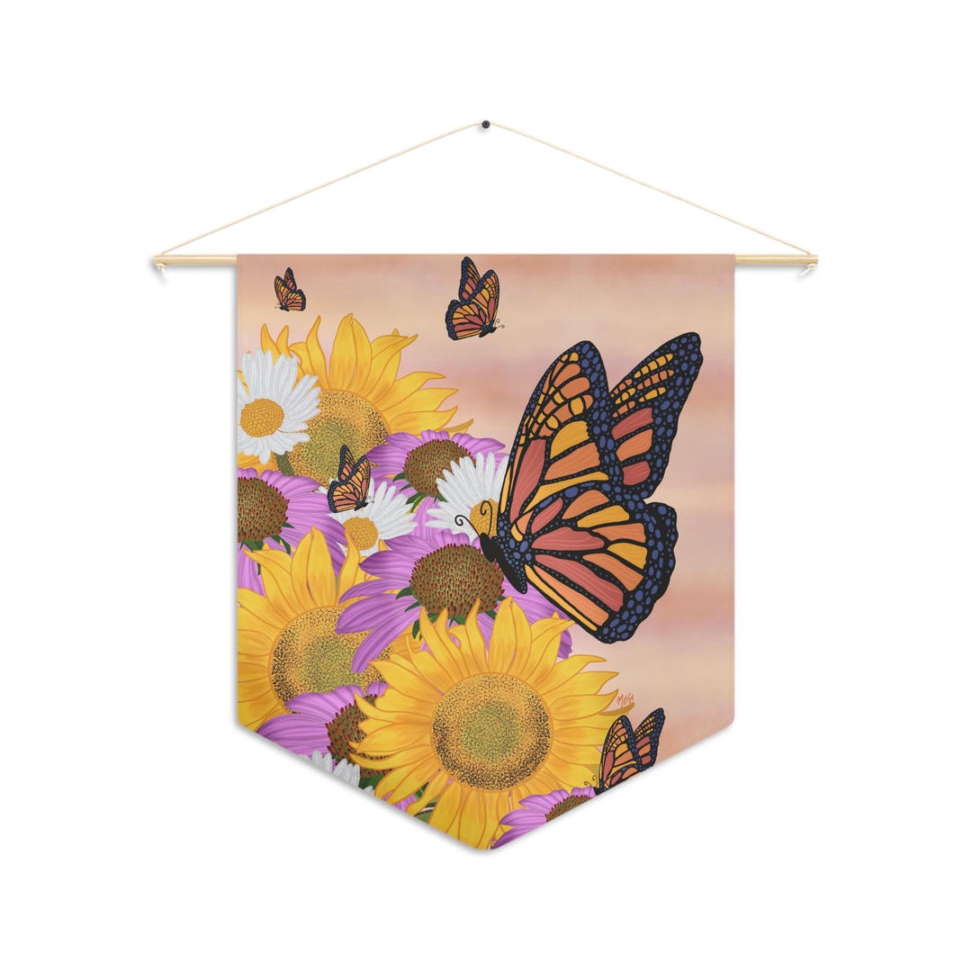 Boho Girls Bedroom Decor Butterfly Wall Art Sunflower Daisy Nature ...