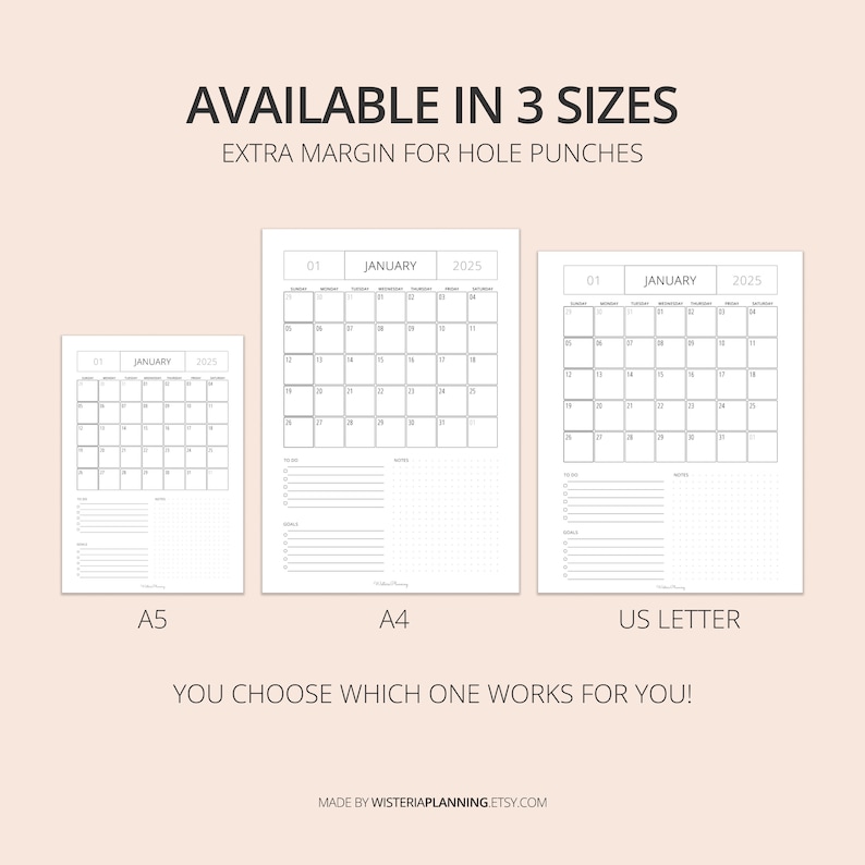 2024-2025 Monthly Calendar Printable Fillable Year Calendar Template ...