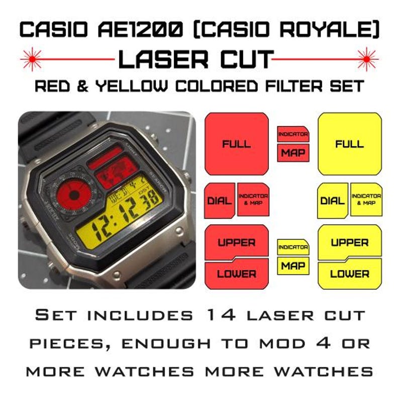 Casio AE1200 (casio Royale) Laser Cut Two Color Screen Filter Sets for ...