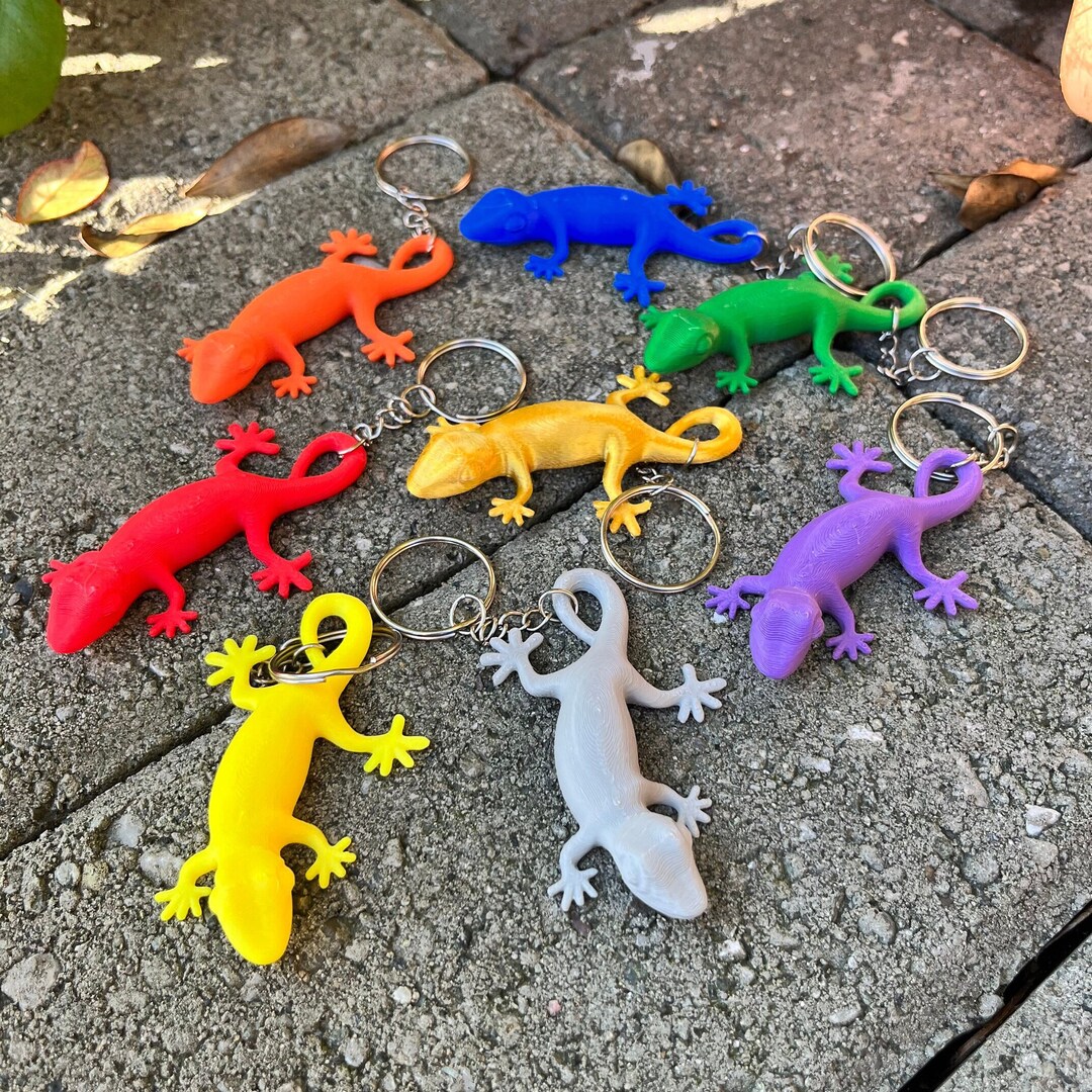 Gecko Keychain - Unique 3D Printed, Reptile Charm - Perfect Accessory ...