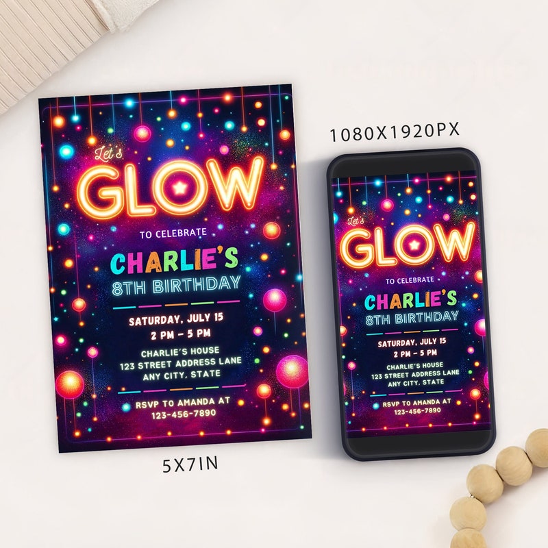 Neon Invitation - Etsy