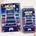 Editable Arcade Party Birthday Invitation Card Printable Template ...