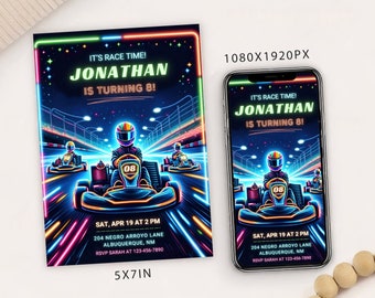 Go Kart Birthday Invitation Go Kart Racing Party Digital Birthday ...