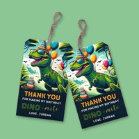 Editable Dino Thank You Party Tags, Birthday Favor Gift Tags, Dinosaur ...