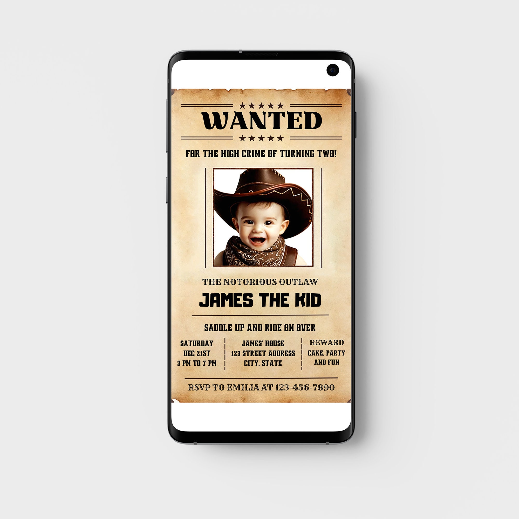 Editable Wanted Poster Cowboy Birthday Invitation (digital Evite) - Etsy