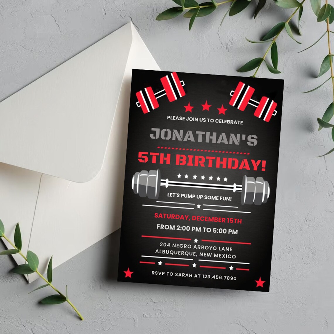Editable Gym Birthday Party Invite Card, Birthday Invitation Fitness ...