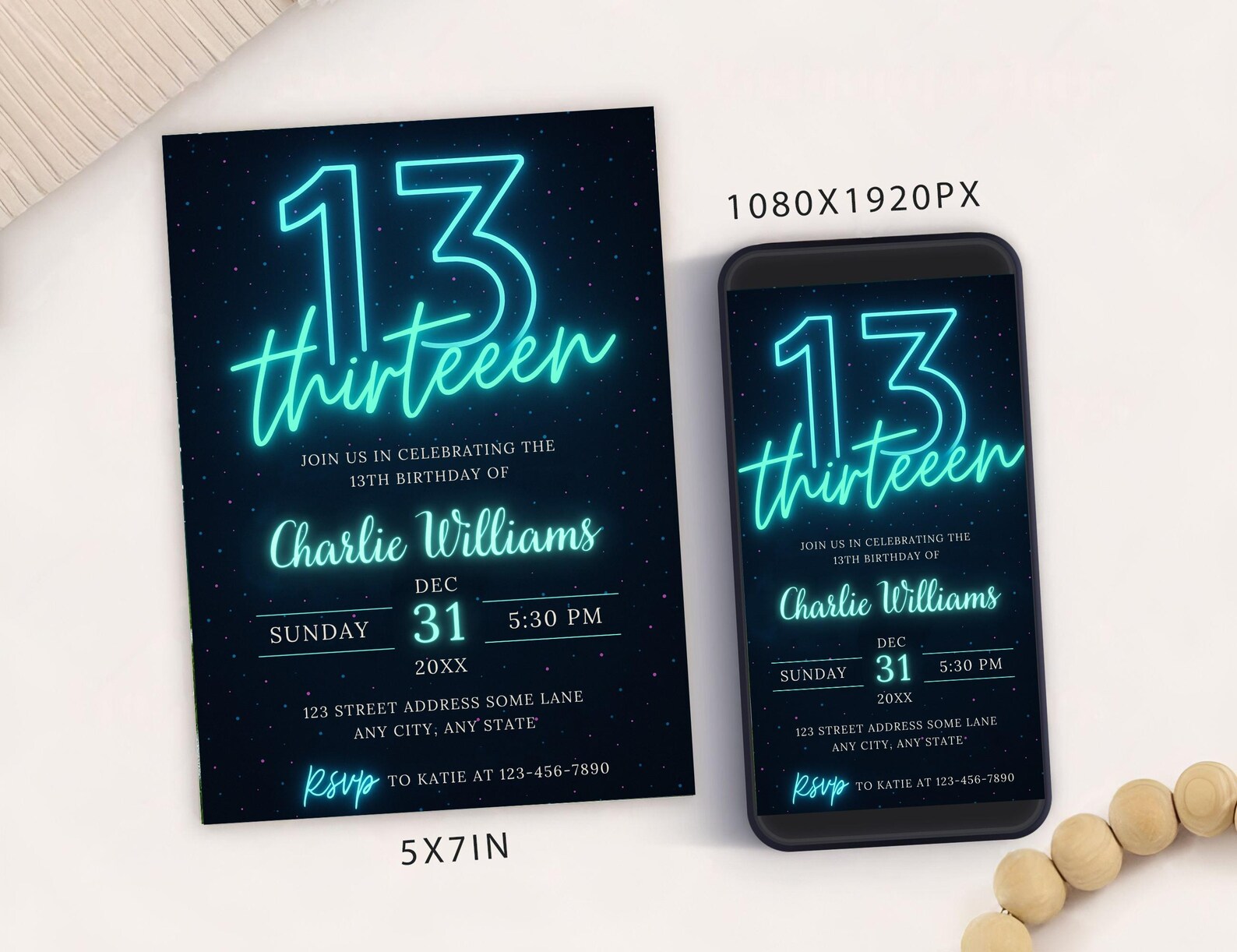 Editable 13th Birthday Party Invitation Template: Teen Boy Evite ...