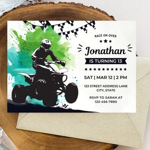 Editable ATV Birthday Invitation: Four Wheeler Party (digital Template ...
