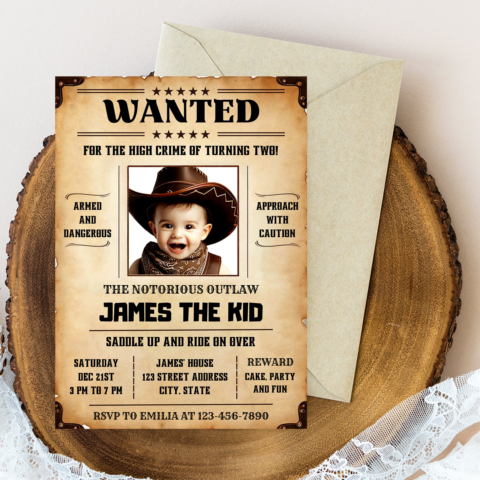 Editable Wanted Poster Cowboy Birthday Invitation (digital Evite) - Etsy