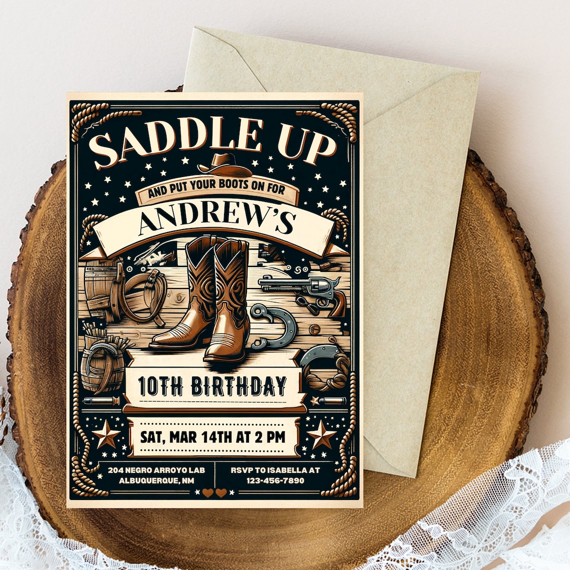 Editable Country Western Invitation, Cowboy Birthday Party Invitation ...