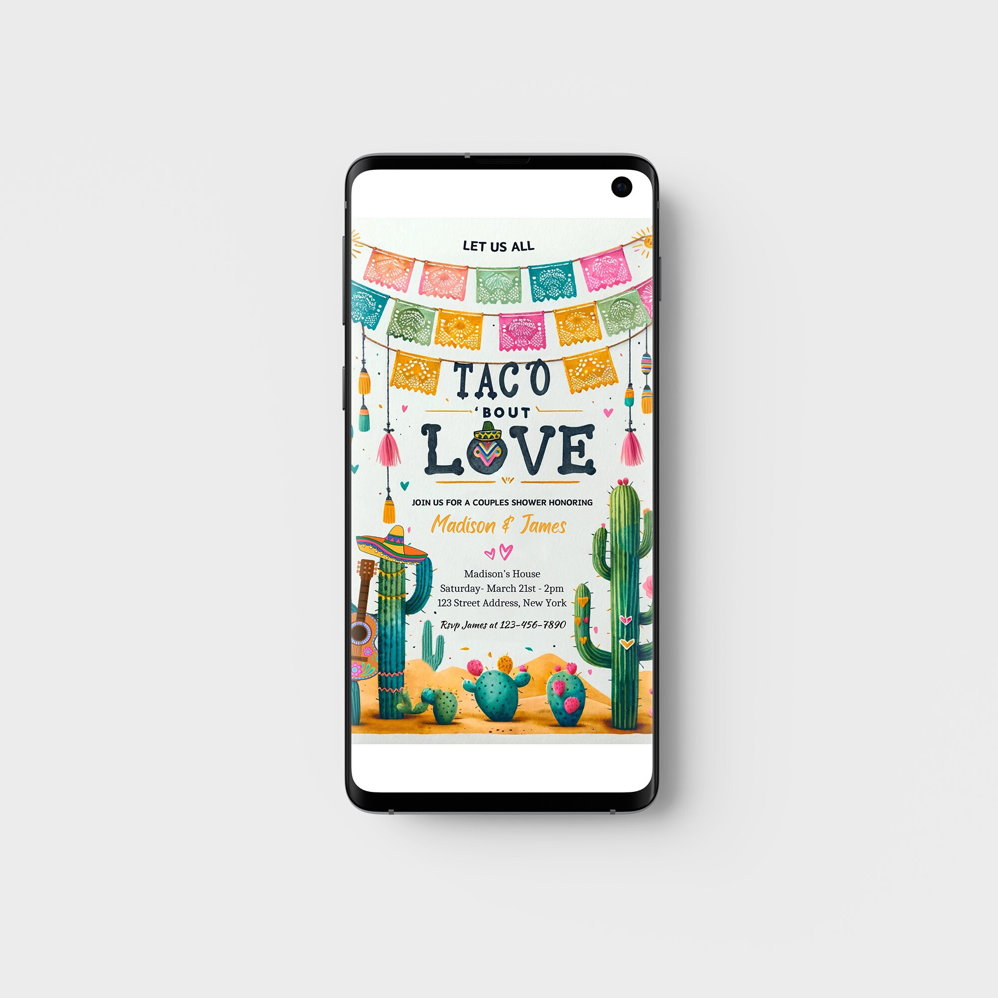 Editable Taco 'bout Love Fiesta Couples Shower Invitation, Digital Taco ...