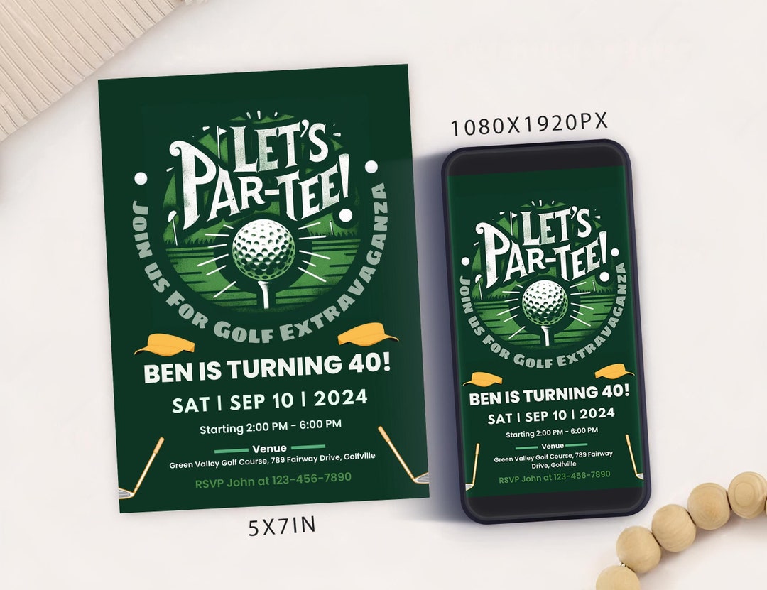 Editable Adult Golf Birthday Par Tee Invitation Card, Golf Sports ...