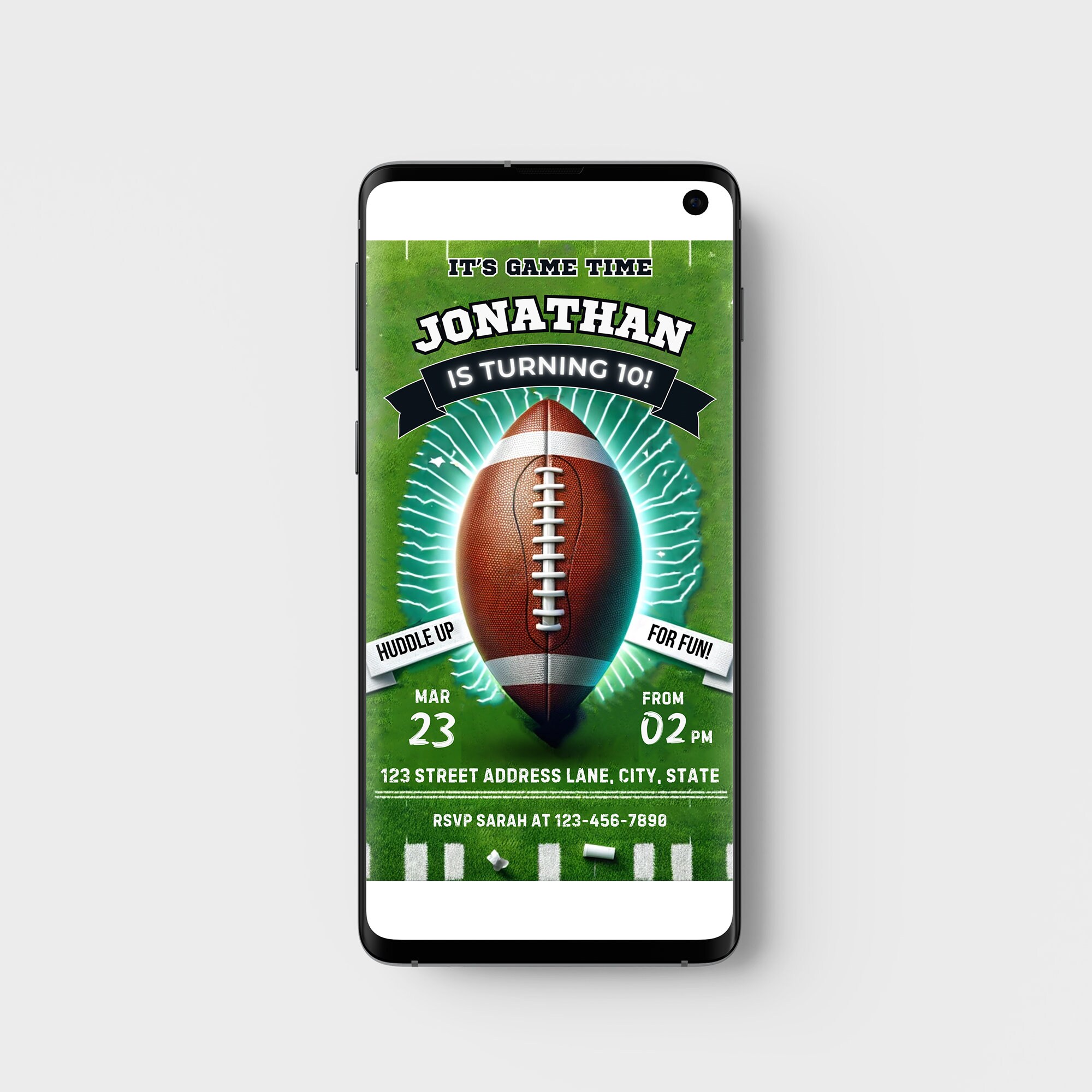 Editable Football Themed Birthday Party Invitation Card Template ...