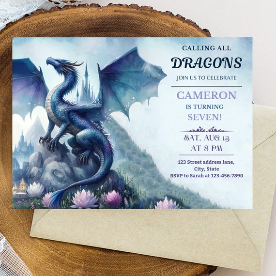 1 Carte De Vœux (insert Photo) - Mythical Dragon Fantasy Beast Gamer