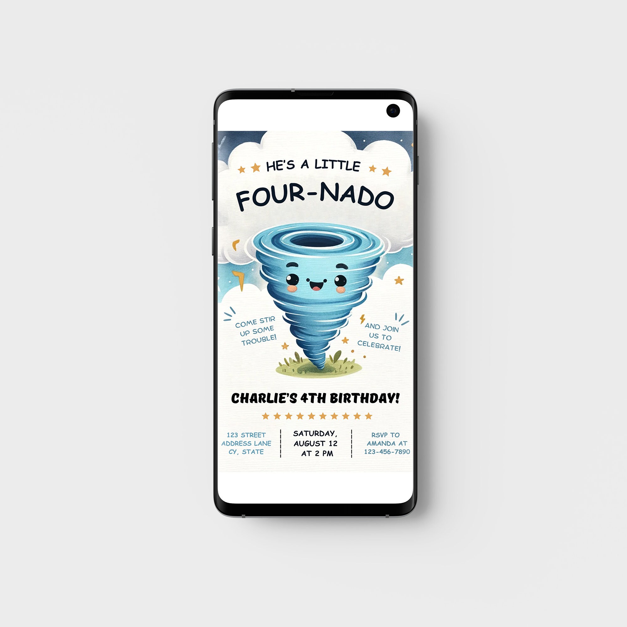 Editable Fournado Birthday Party Invitation Card Template, Fourth ...